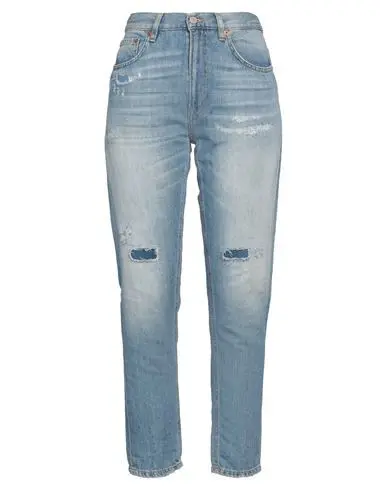 DONDUP High Waisted Tapered Jeans With Leather Trims