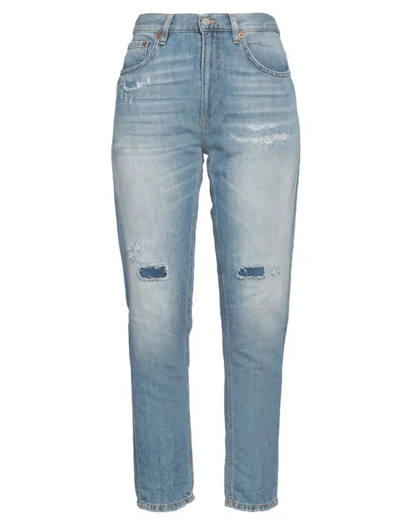 DONDUP High Waisted Tapered Jeans With Leather Trims