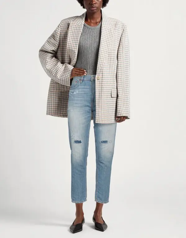 DONDUP High Waisted Tapered Jeans With Leather Trims