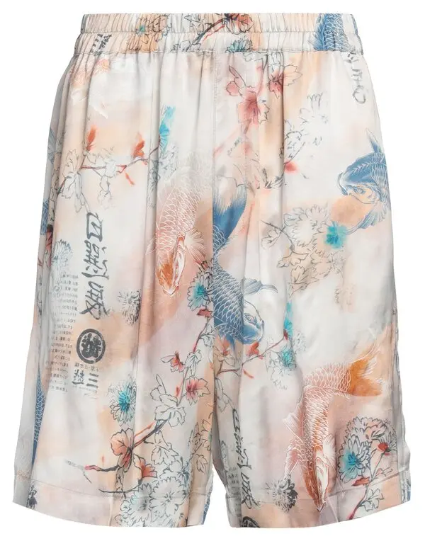 LANEUS Floral Print Viscose Bermuda Shorts - Pink