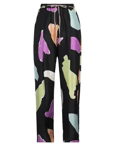 ALYSI Printed Silk Pants - Black