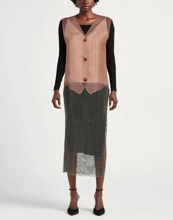 ALYSI Tailored Striped Organza Vest