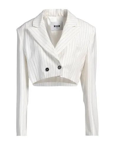 MSGM Single-breasted Pinstriped Blazer - White