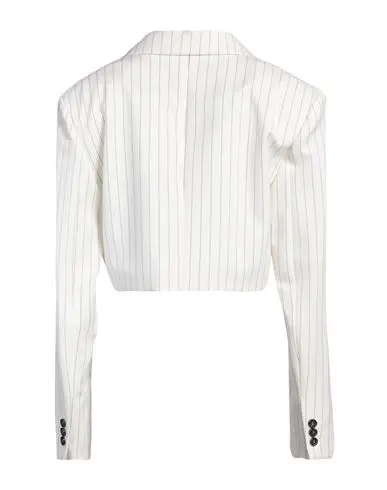 MSGM Single-breasted Pinstriped Blazer - White