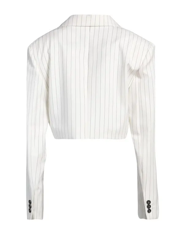 MSGM Single-breasted Pinstriped Blazer - White