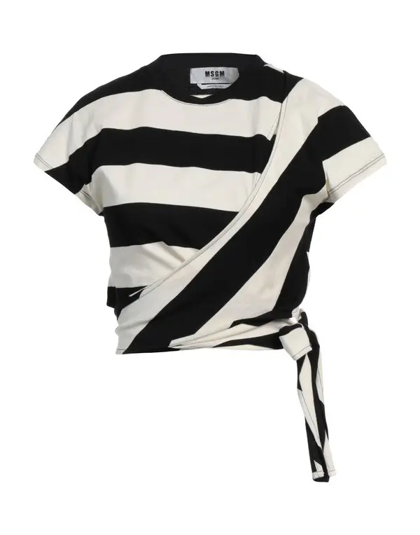 MSGM Striped Cotton T-shirt - Ivory