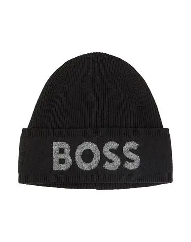 BOSS Knitted Beanie With Logo - Black