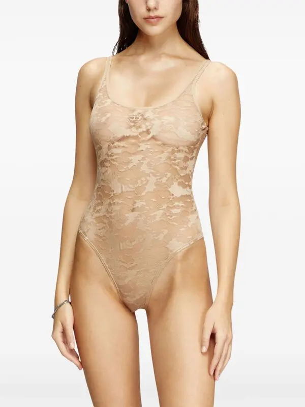 DIESEL® Lace Bodysuit With Oval D Logo Plaque