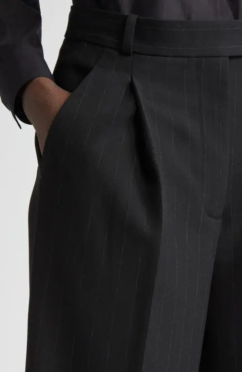 St. John Pinstripe Wide Leg Pants - Black