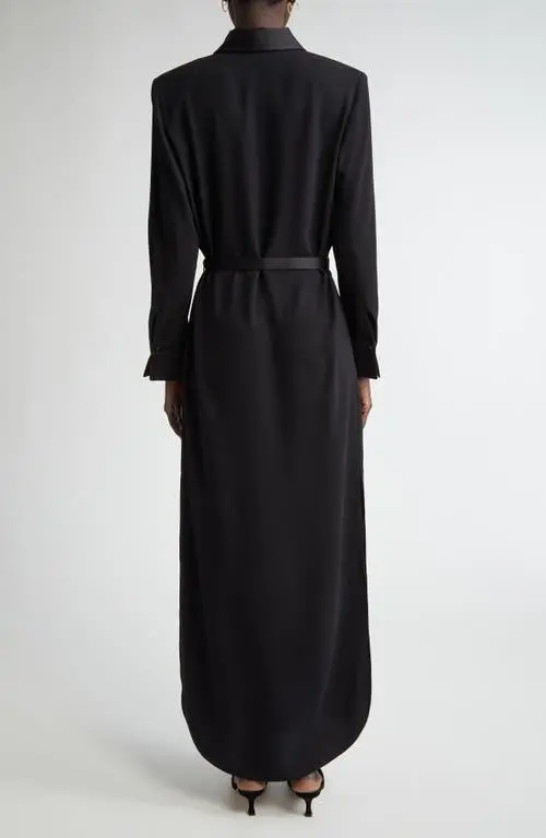 St. John Long Sleeve Satin Back Crepe Shirtdress