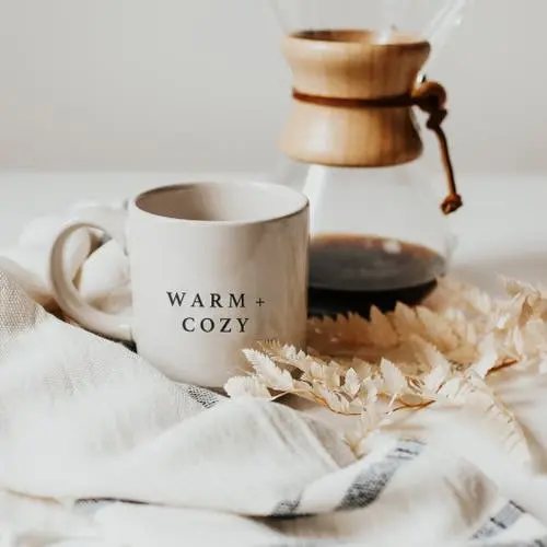SWEET WATER DECOR Stoneware Quote Coffee Mug - Warm + Cozy