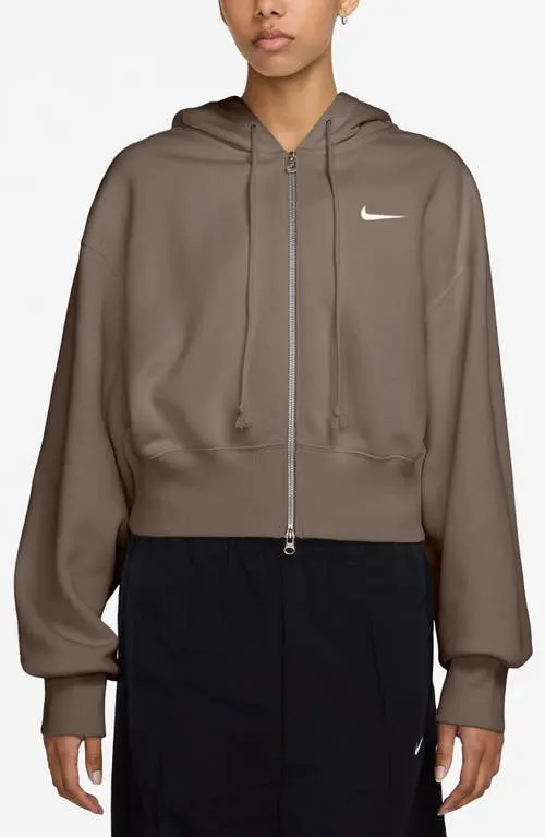 Nike Phoenix Fleece Crop Hoodie - 233 Mink Brown/sail