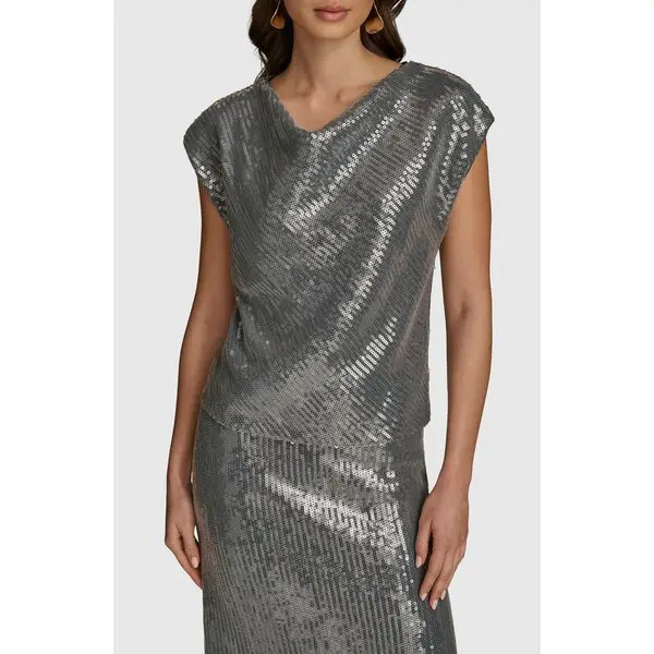 Donna Karan New York Sparkle Mesh Top