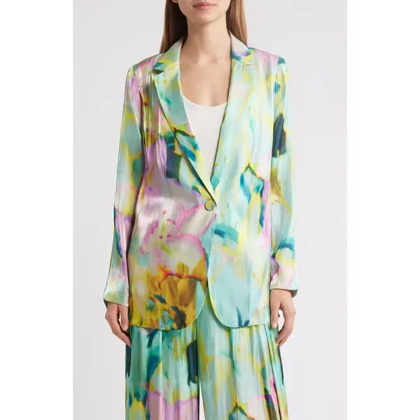 Kobi Halperin Joan Print One-button Satin Blazer