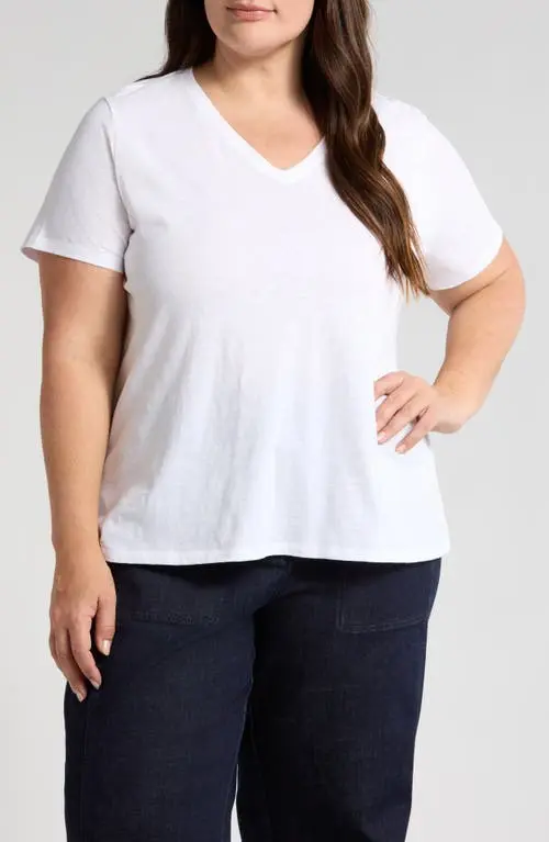 Eileen Fisher Easy V-neck Organic Cotton T-shirt - White