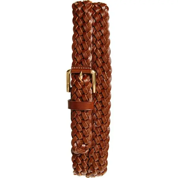 Ralph Lauren Purple Label Braided Leather Belt - Brown Gold