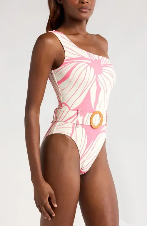 HUTCH One-shoulder O-ring One-piece Swimsuit - Coral Block