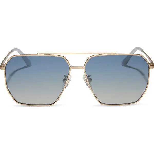 DIFF Berkely 59mm Polarized Gradient Navigator Sunglasses - Brushed Gold/aegean Blue
