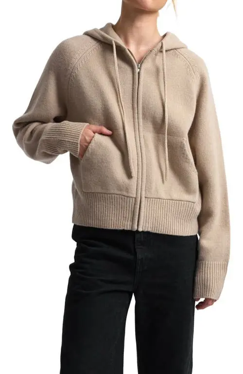 Almina Concept Wool Zip-up Hoodie - Beige