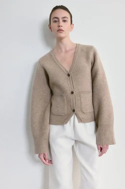 Almina Concept V-neck Cardigan - Oatmeal