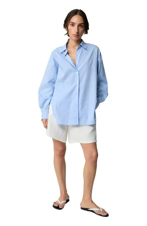 Almina Concept Oversized Cotton Shirt - Oxford Blue