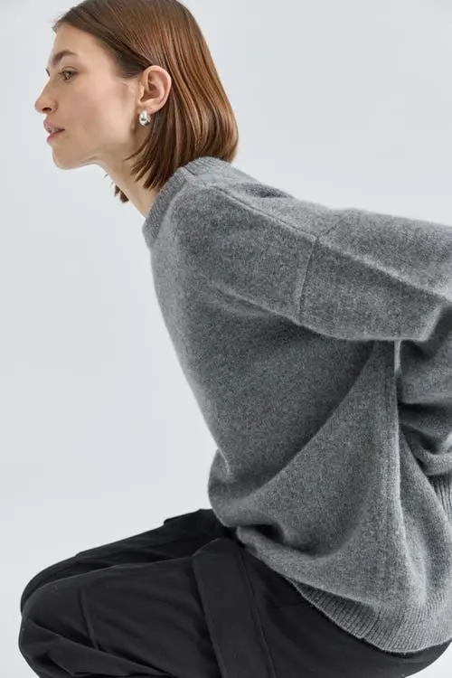 Almina Concept Oversized Wool Cashmere Sweater - Grey