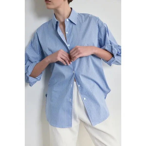 Almina Concept Oversized Shirt - Blue Striped