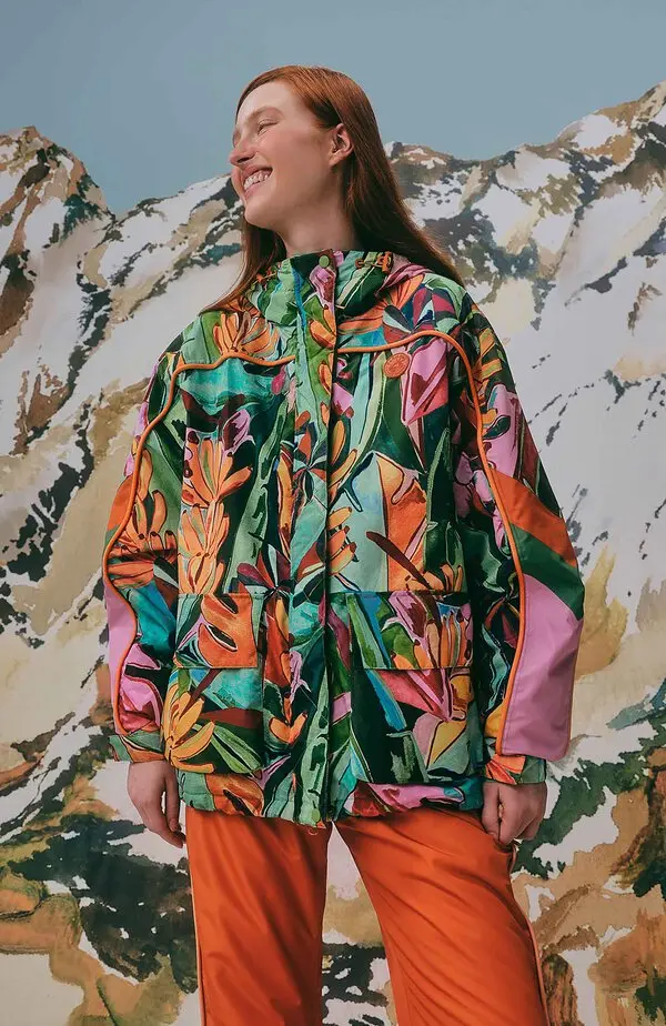 Farm Rio Multicolor Ski Jacket - Banana Leaves