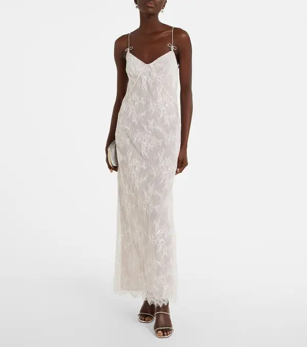 Blumarine Rebrode Embellished Lace Maxi Dress