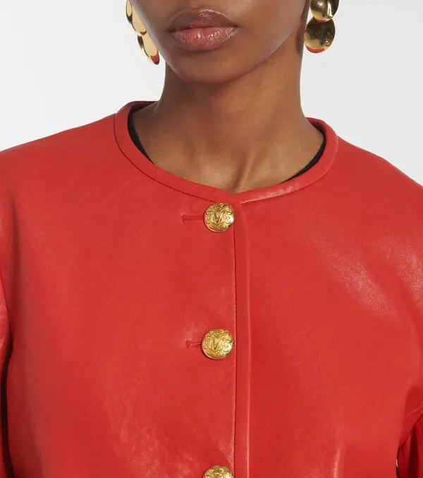 Veronica Beard Andrea Leather Jacket - Red