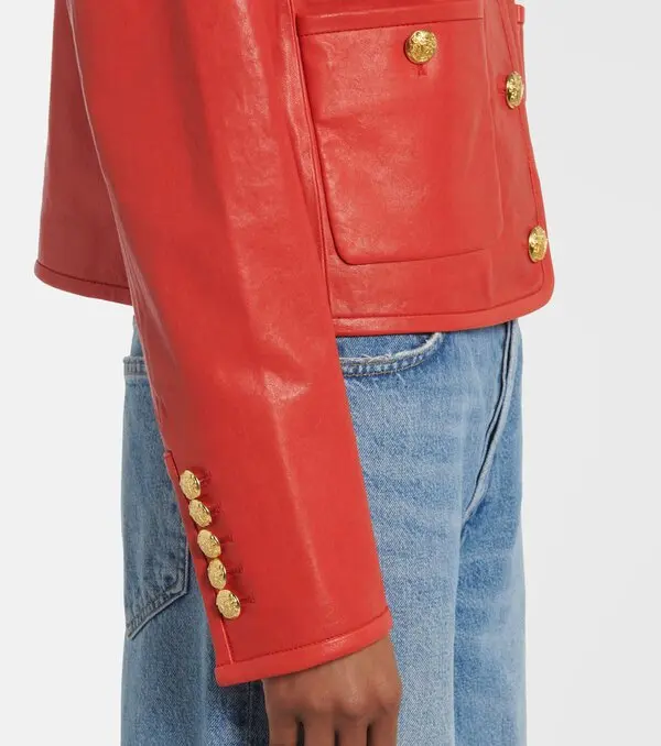 Veronica Beard Andrea Leather Jacket - Red