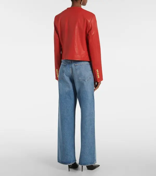 Veronica Beard Andrea Leather Jacket - Red
