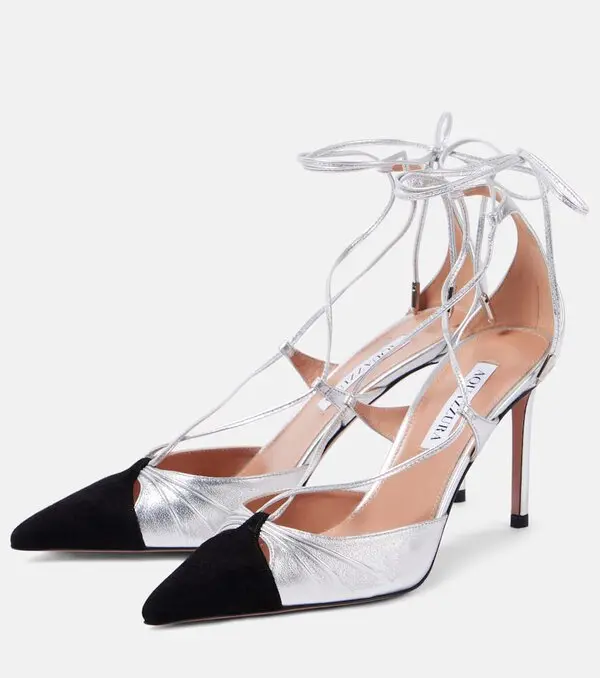 AQUAZZURA Gabi 85 Leather Slingback Pumps