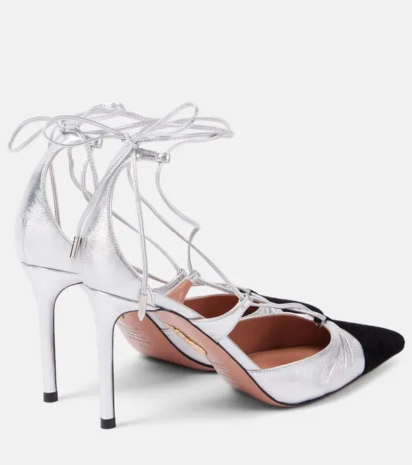 AQUAZZURA Gabi 85 Leather Slingback Pumps