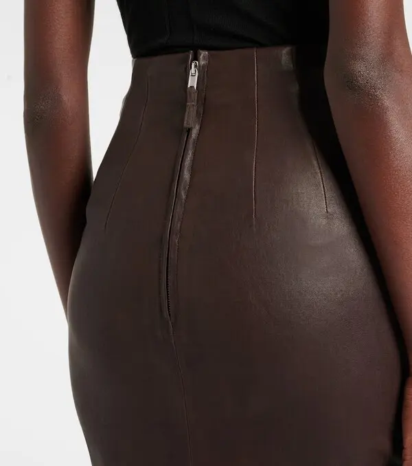 Rick Owens Dirt Pillar Leather Maxi Skirt