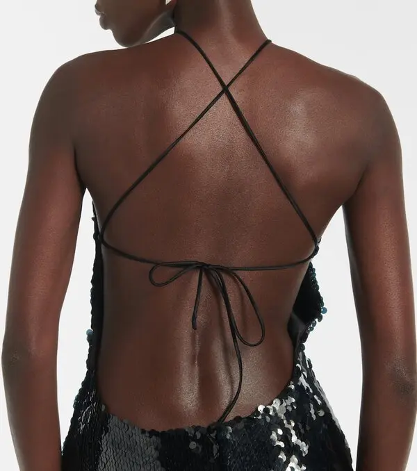 Magda Butrym Floral-appliqué Sequined Minidress