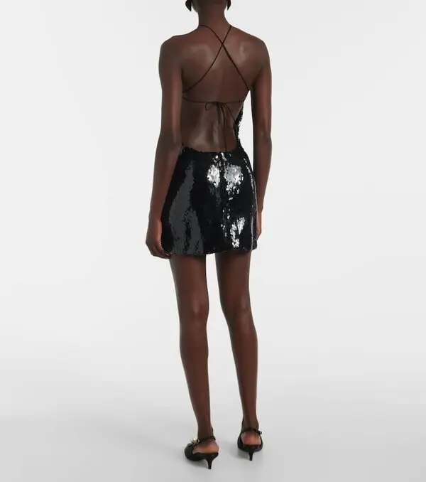 Magda Butrym Floral-appliqué Sequined Minidress