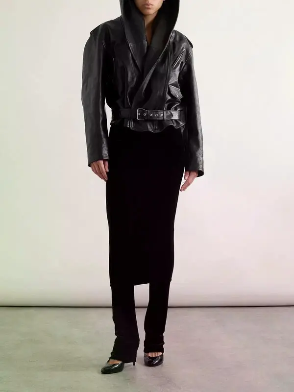 Alaïa Layered Stretch-velvet Straight-leg Pants - Black
