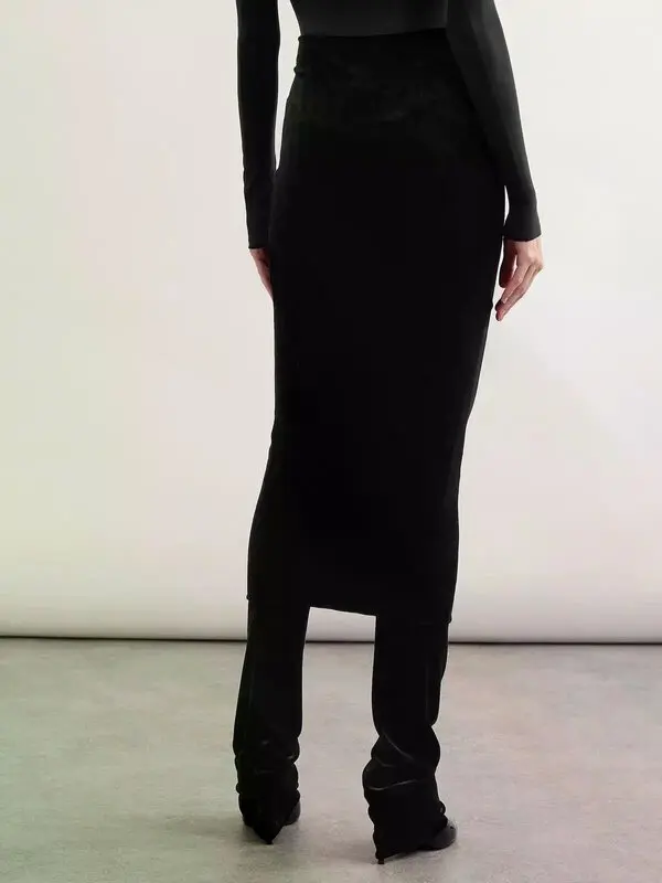 Alaïa Layered Stretch-velvet Straight-leg Pants - Black