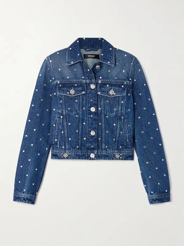 Versace Studded Denim Trucker Jacket