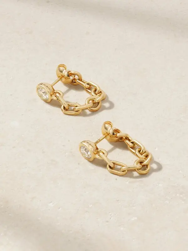 UNIFORM OBJECT Chain Diamond Earrings - Gold