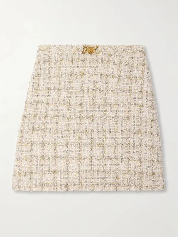 Versace Cotton-blend Tweed Mini Skirt - Neutrals