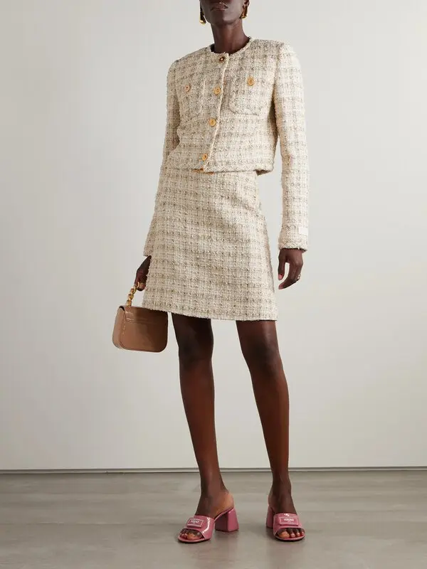 Versace Cotton-blend Tweed Mini Skirt - Neutrals