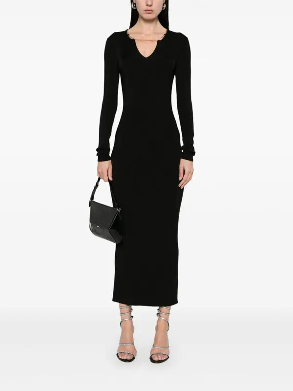Alexander Wang Chain V-Neck Maxi Dress In Black Editorialist