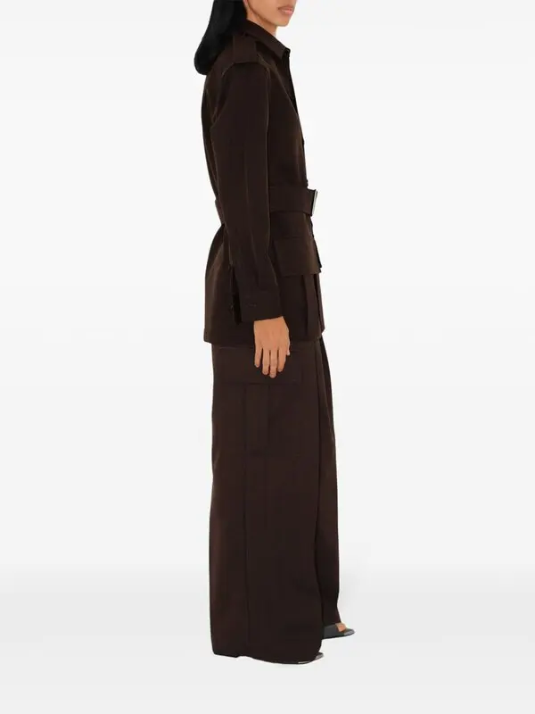 Burberry Wide-leg Wool Cargo Trousers - Brown
