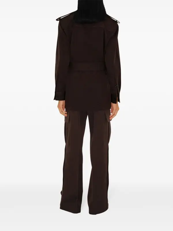 Burberry Wide-leg Wool Cargo Trousers - Brown