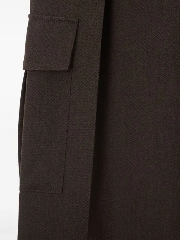 Burberry Wide-leg Wool Cargo Trousers - Brown