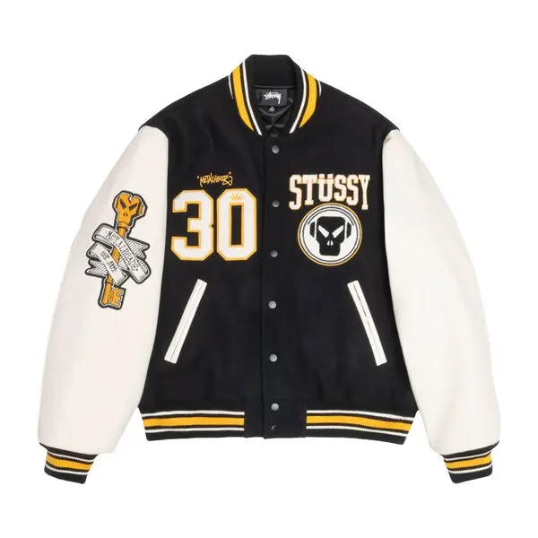 StÜssy X Goldie Metalheadz 30 Varsity Jacket - Black