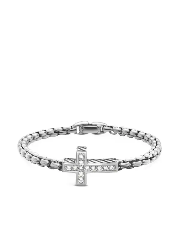 David Yurman Sterling Cross Diamond Bracelet - Silver