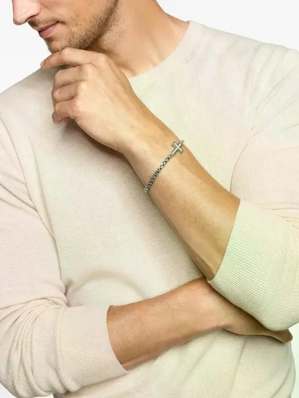 David Yurman Sterling Cross Diamond Bracelet - Silver